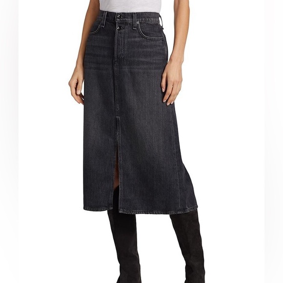 rag & bone | Skirts | Rag Bone Broken In High Rise Marlowe Skirt Onyx ...